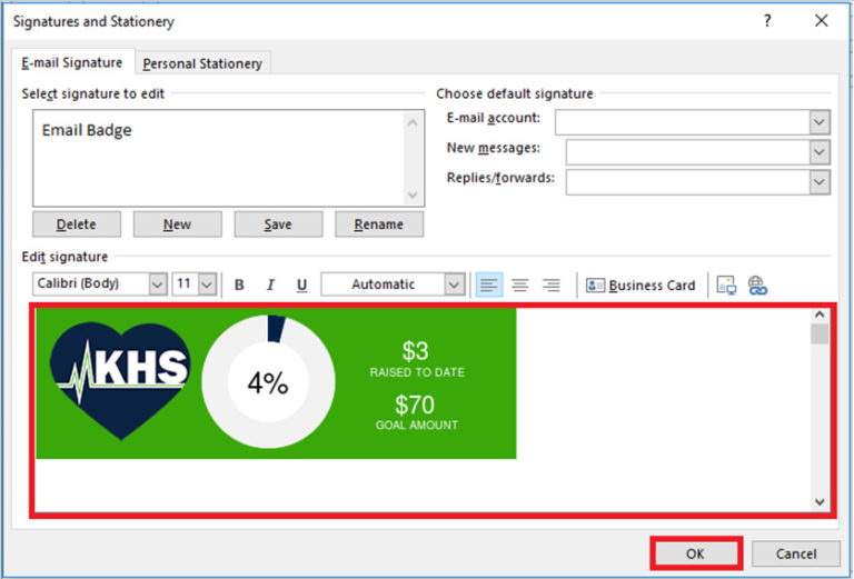 Email Badge Setup | Charity Dynamics